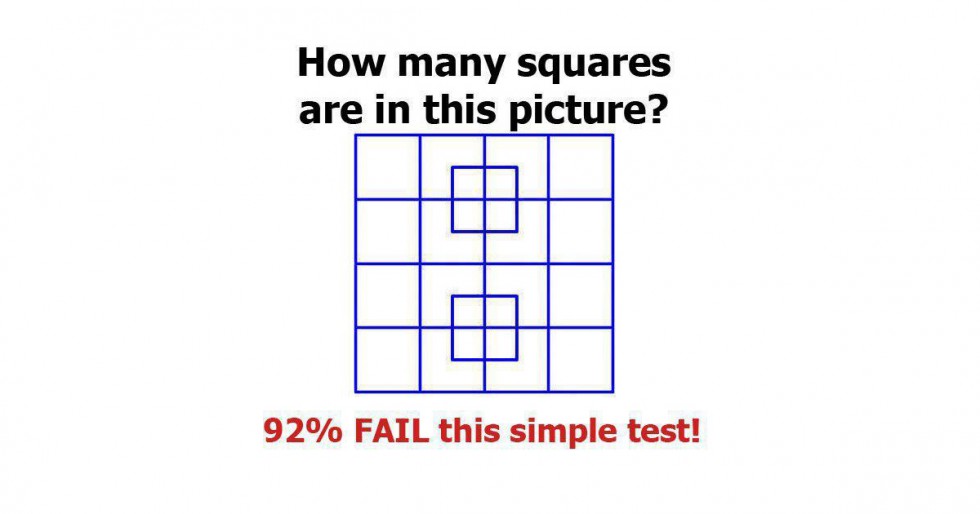 How many squares are in this picture? 92% of people get this wrong ...