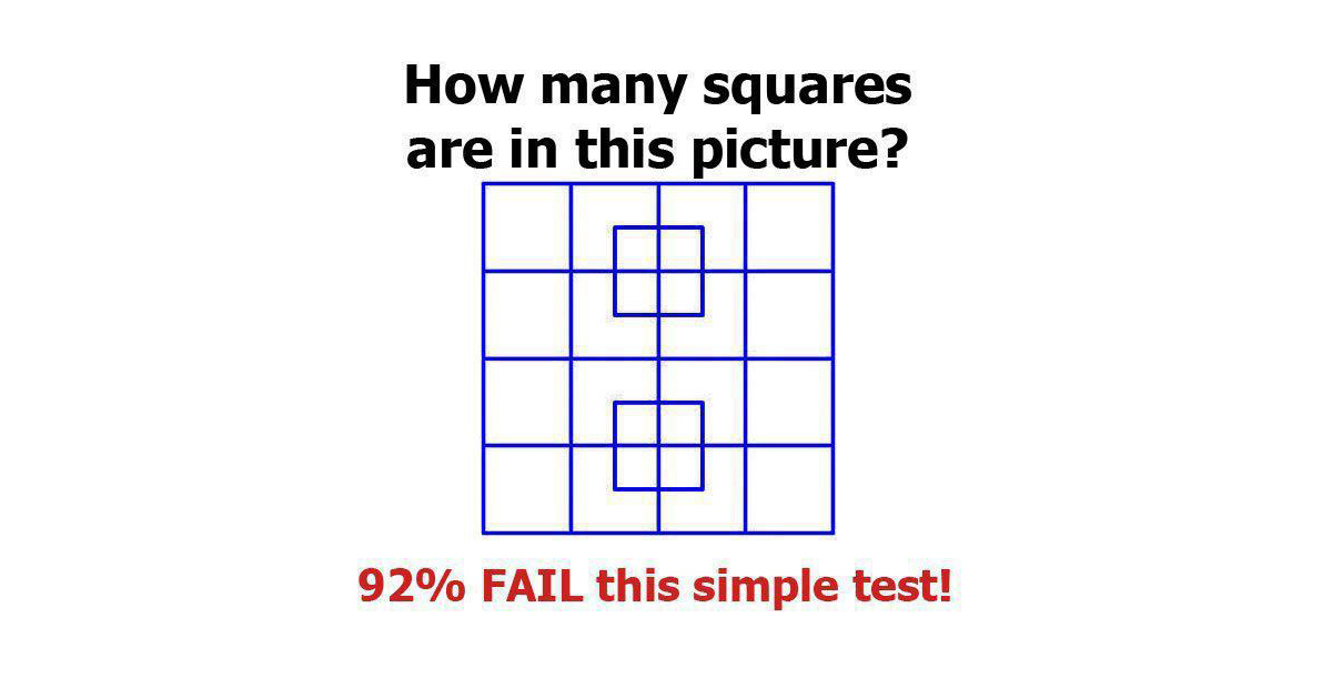 How many squares are in this picture? 92% of people get this wrong ...